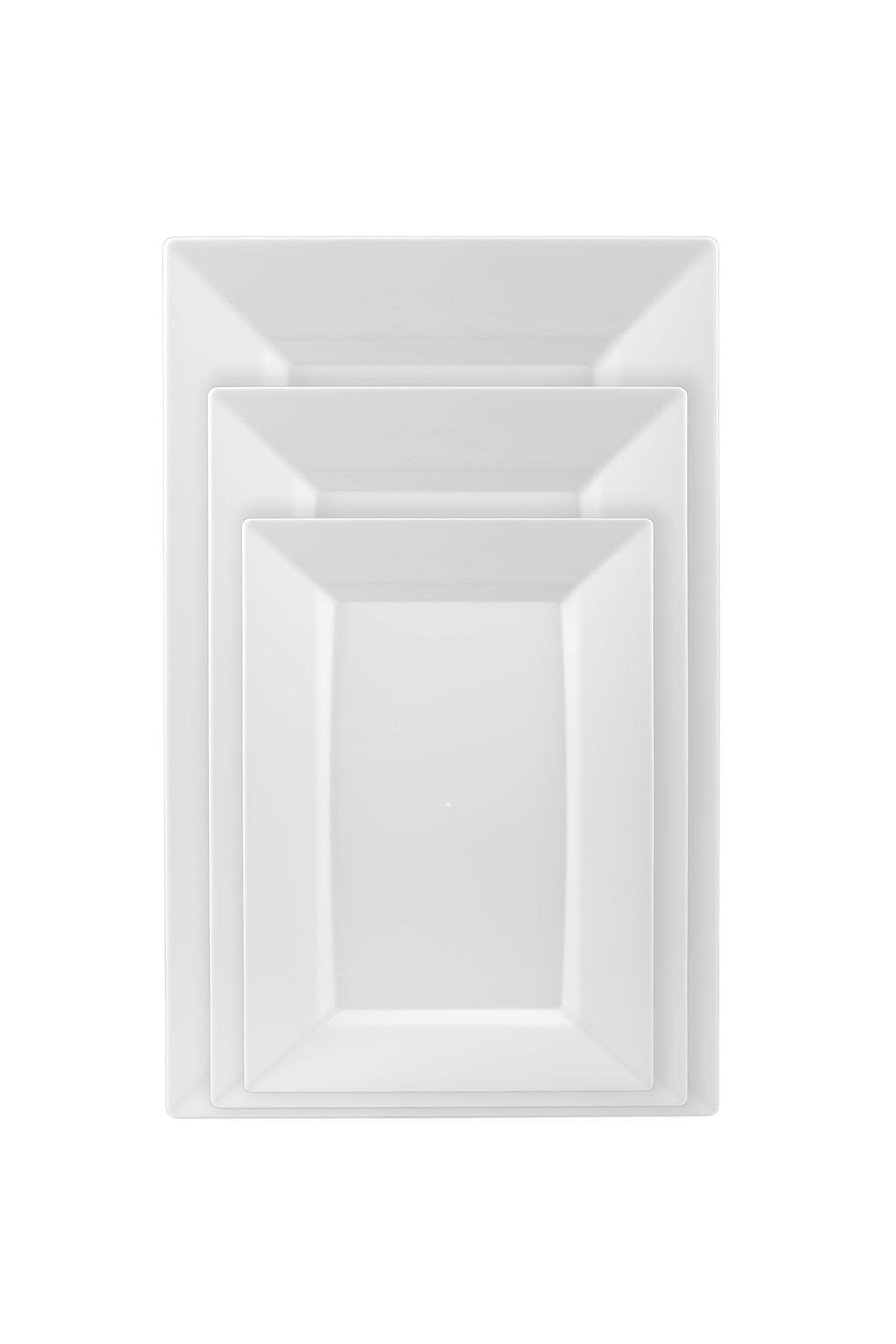 11.5 In. White Rectangular Plastic Plates | 120 Count – Crown Display